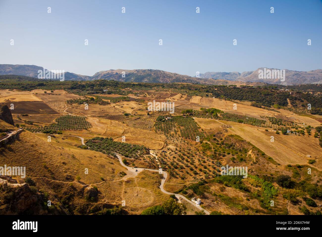 Andalusia landscape, countryside road and rock in Ronda, Andalusia ...