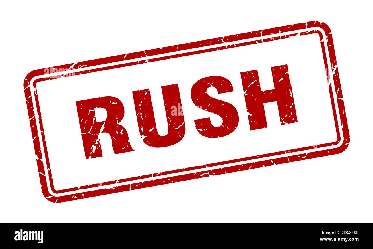 rush stamp. square grunge sign isolated on white background Stock ...