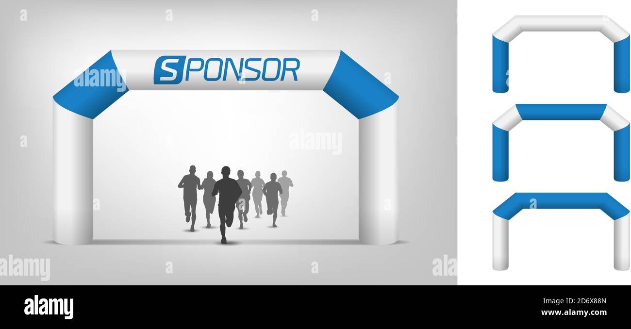 Illustration of inflatable arch with runner silhouettes for proportion ...