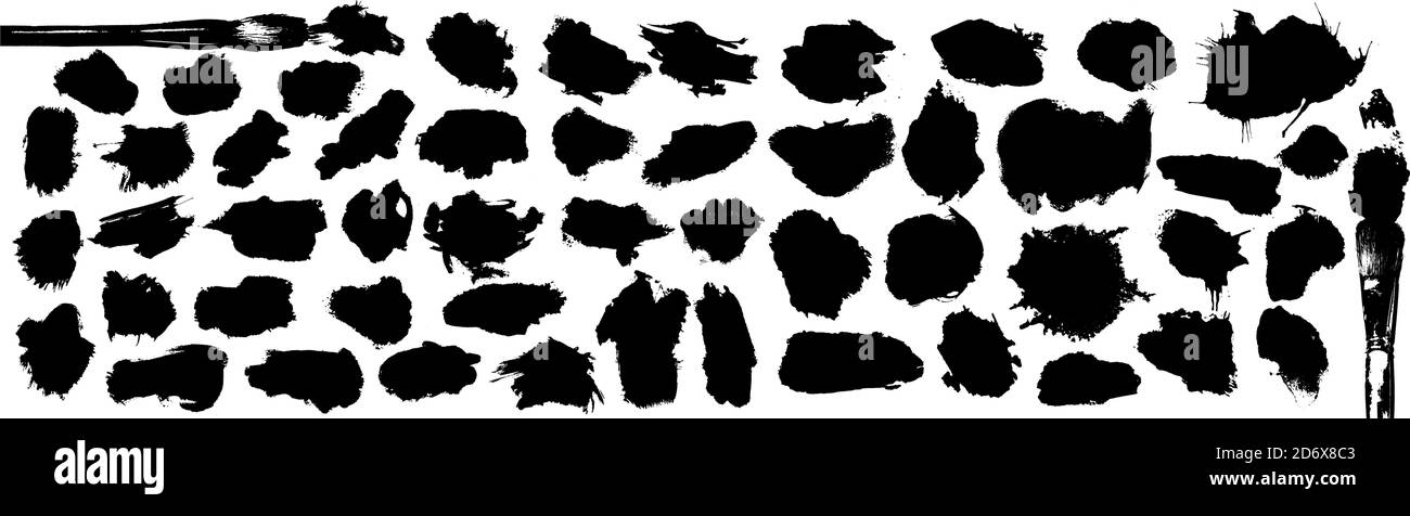 Large collection of thick brushstrokes. Irregular drawing strokes ...