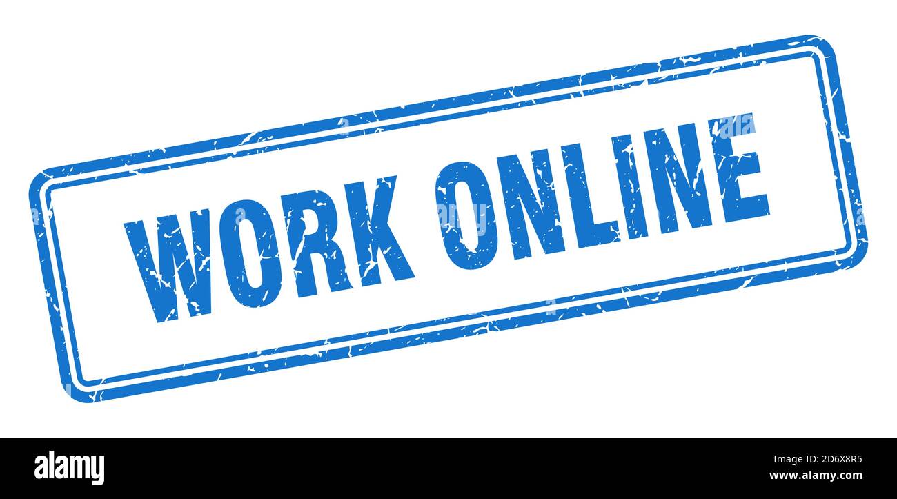 work online stamp. square grunge sign isolated on white background ...