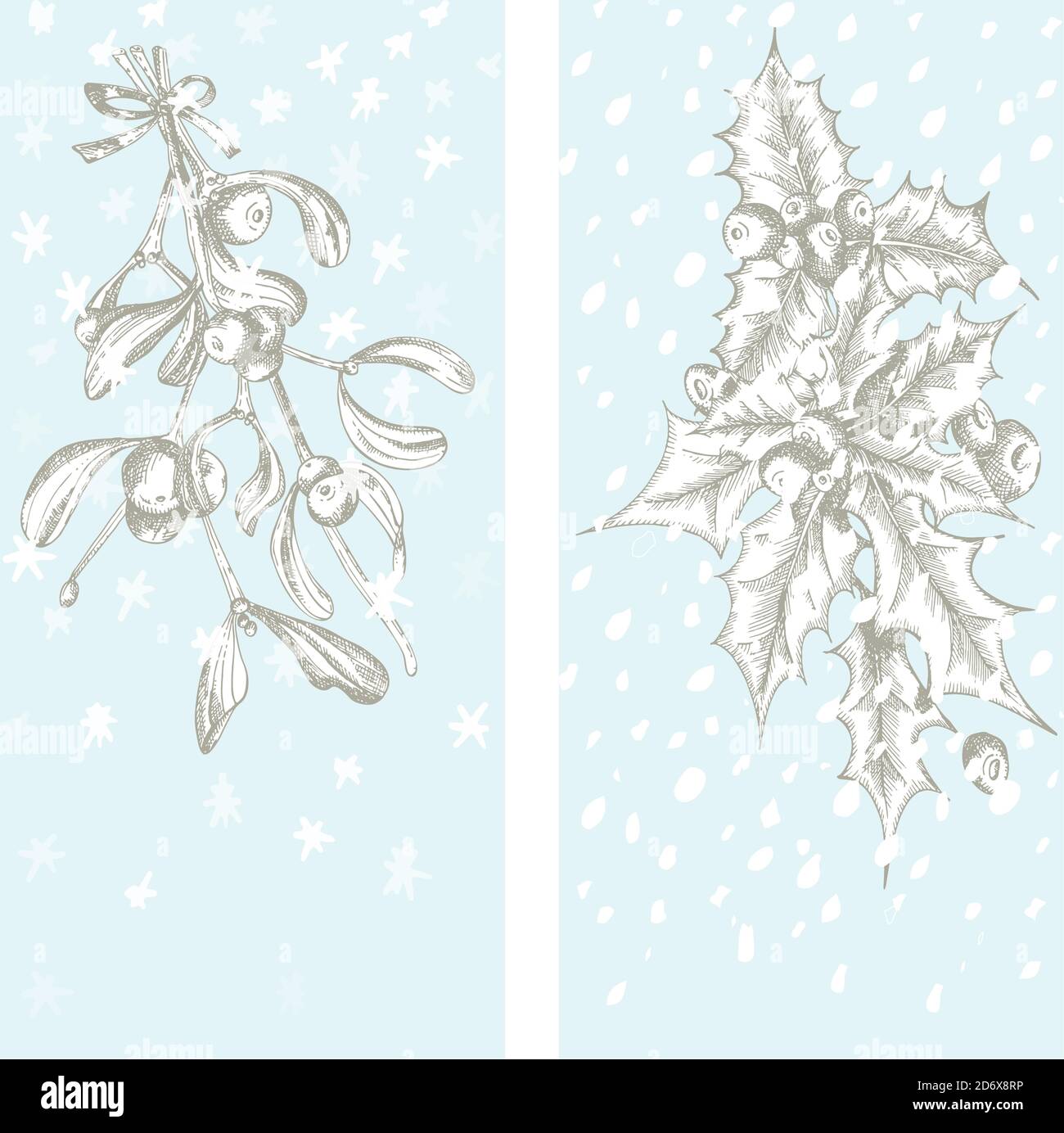 Mistletoe tree snow Stock Vector Images - Alamy