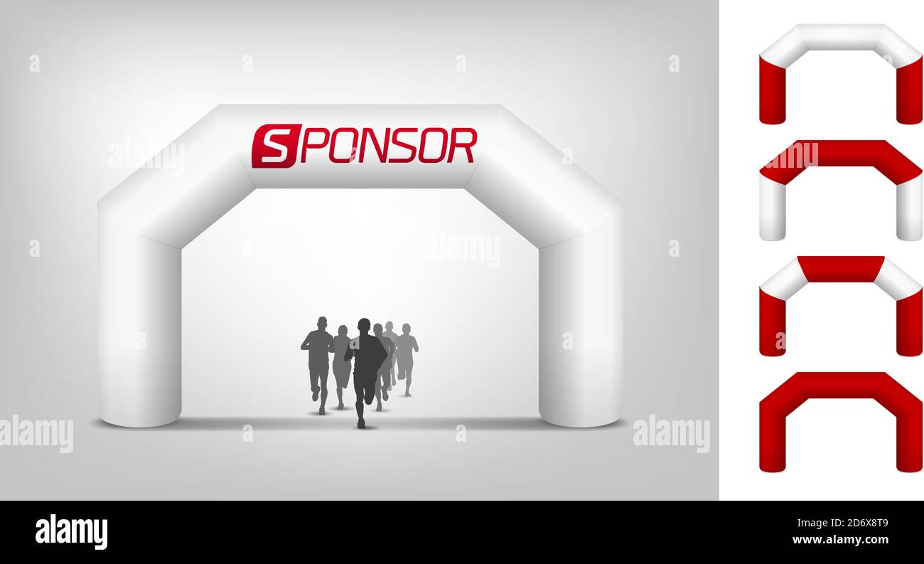 Illustration of inflatable arch with runner silhouettes for proportion ...
