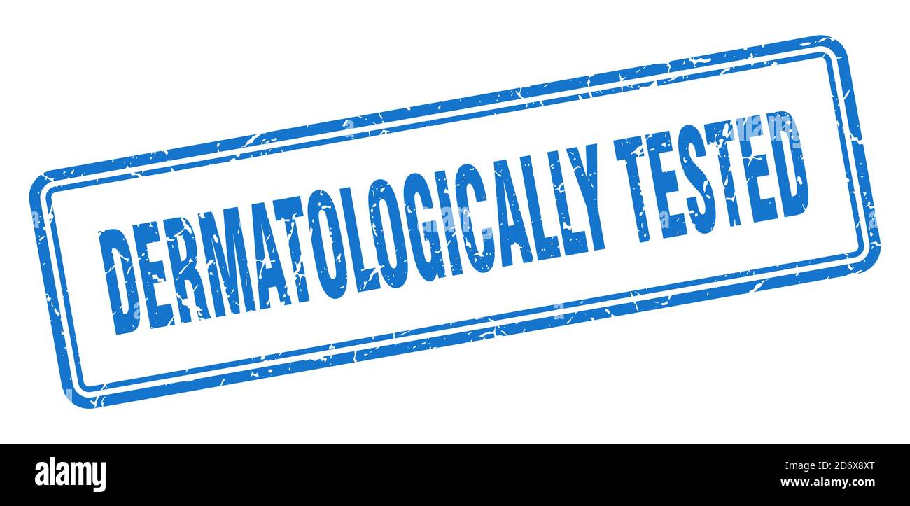 dermatologically tested stamp. square grunge sign isolated on white ...