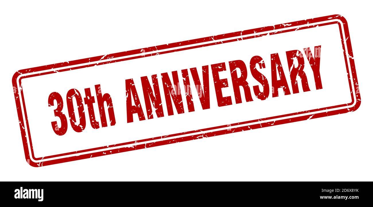 30th anniversary stamp. square grunge sign isolated on white background ...