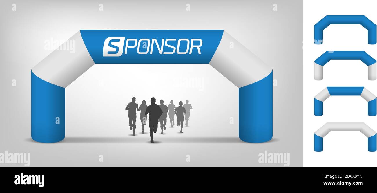 Illustration of inflatable arch with runner silhouettes for proportion ...