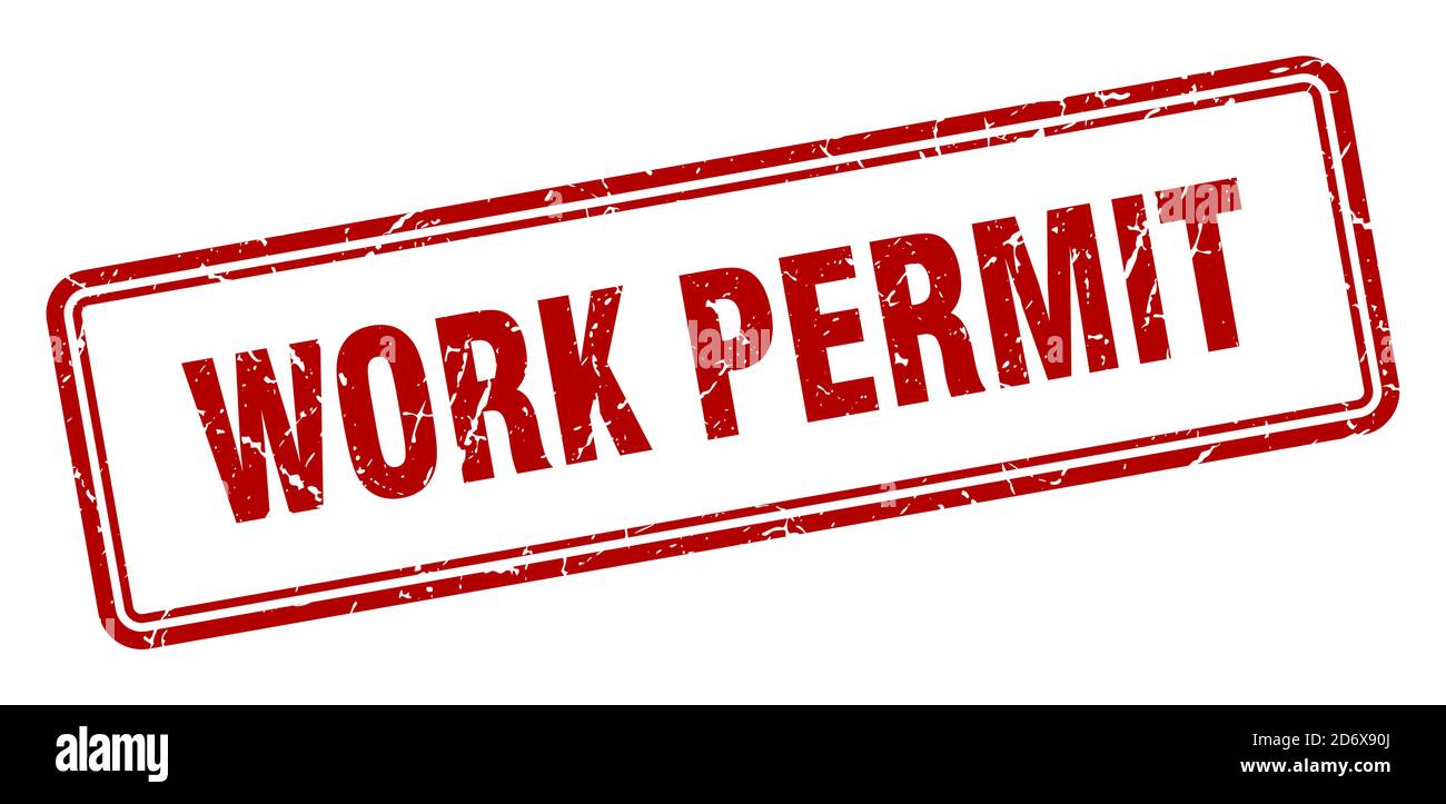 work permit stamp. square grunge sign isolated on white background ...