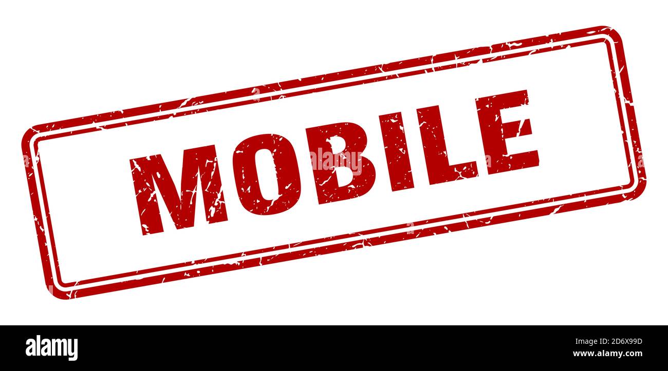 mobile stamp. square grunge sign isolated on white background Stock ...