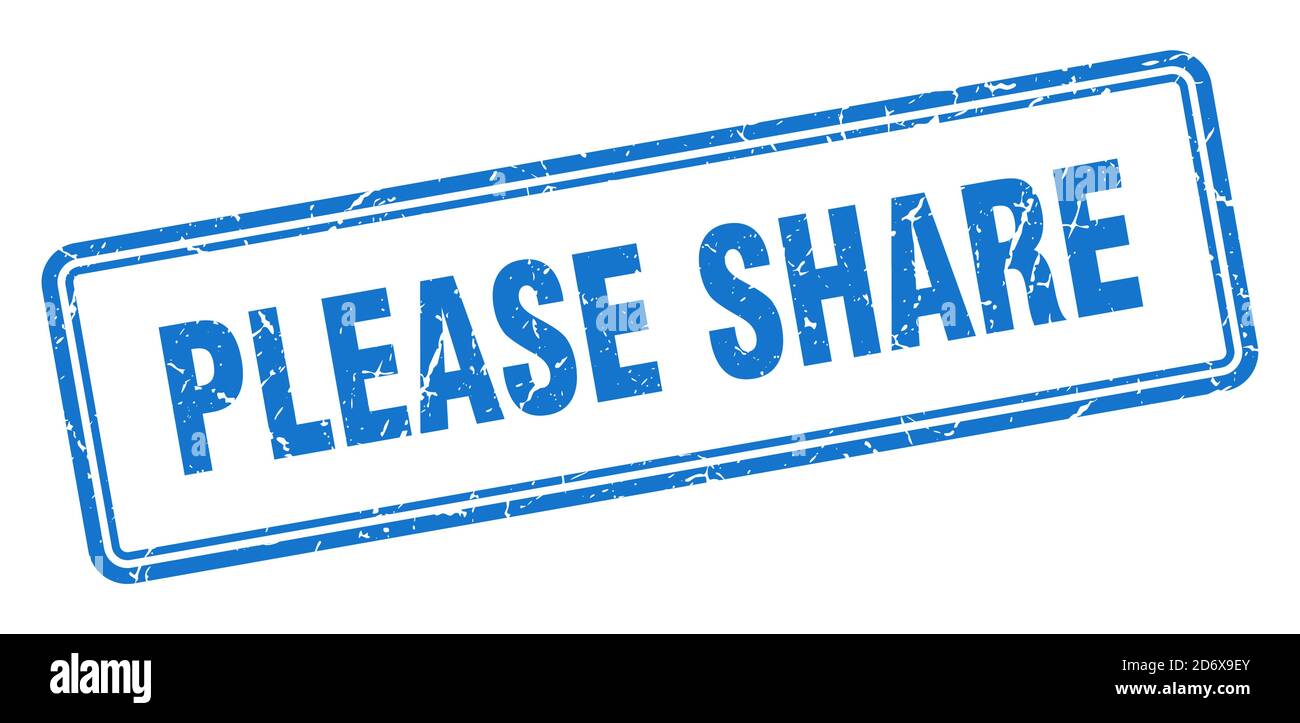 please share stamp. square grunge sign isolated on white background ...