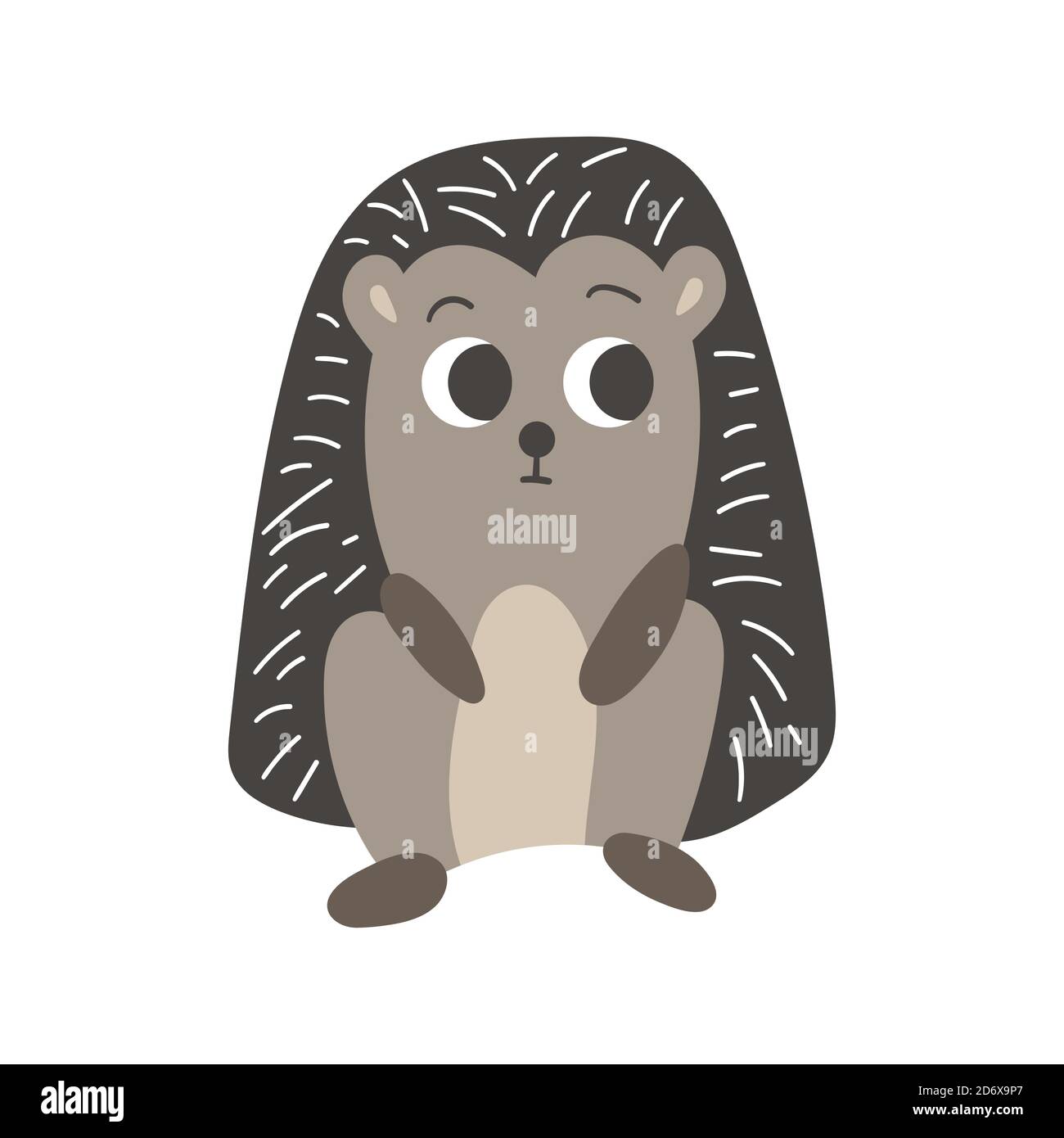 Cute cartoon standing hedgehog. Front view. Funny woodland character ...