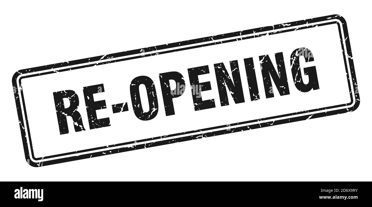 re-opening stamp. square grunge sign isolated on white background Stock ...