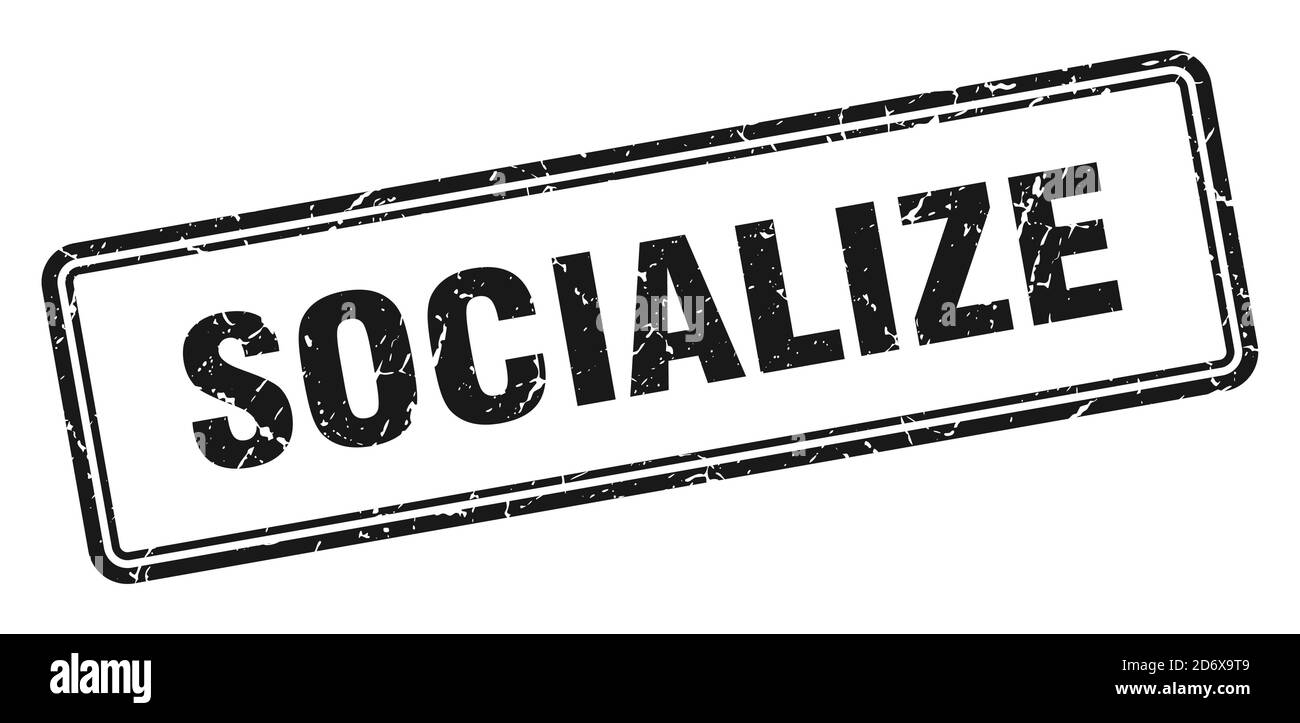 socialize stamp. square grunge sign isolated on white background Stock ...