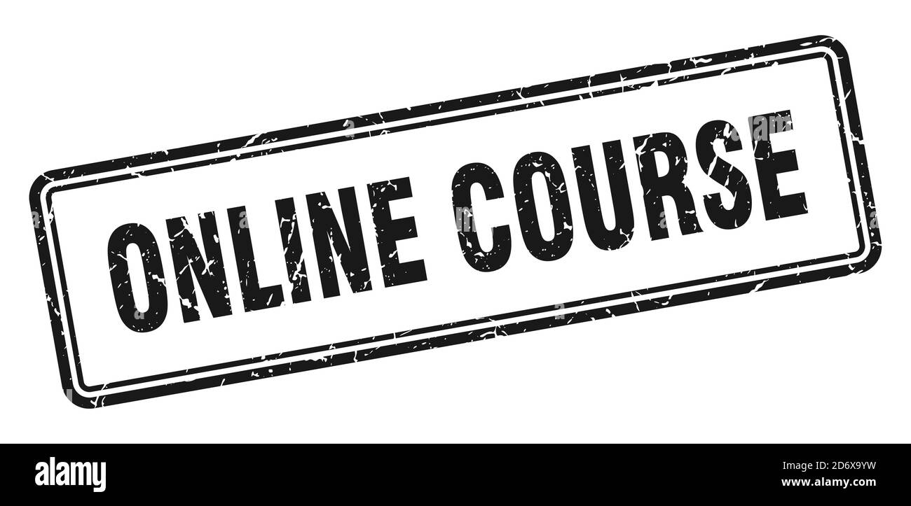 online course stamp. square grunge sign isolated on white background ...
