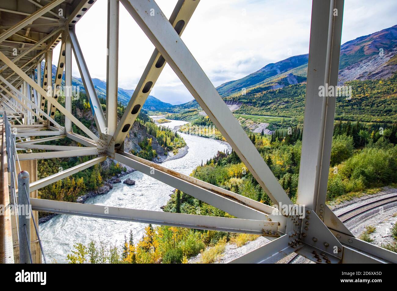Scenic Nenana River Gorge valley view from the bridge in Alaska Stock ...