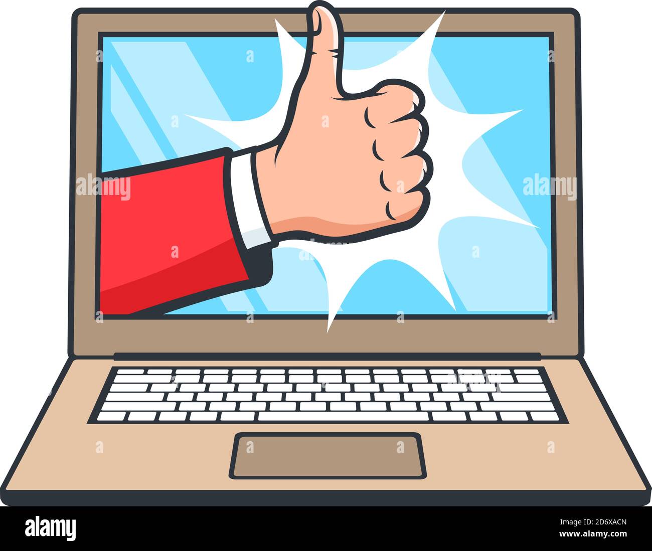 Laptop with thumbs up icon Stock Vector Images - Alamy