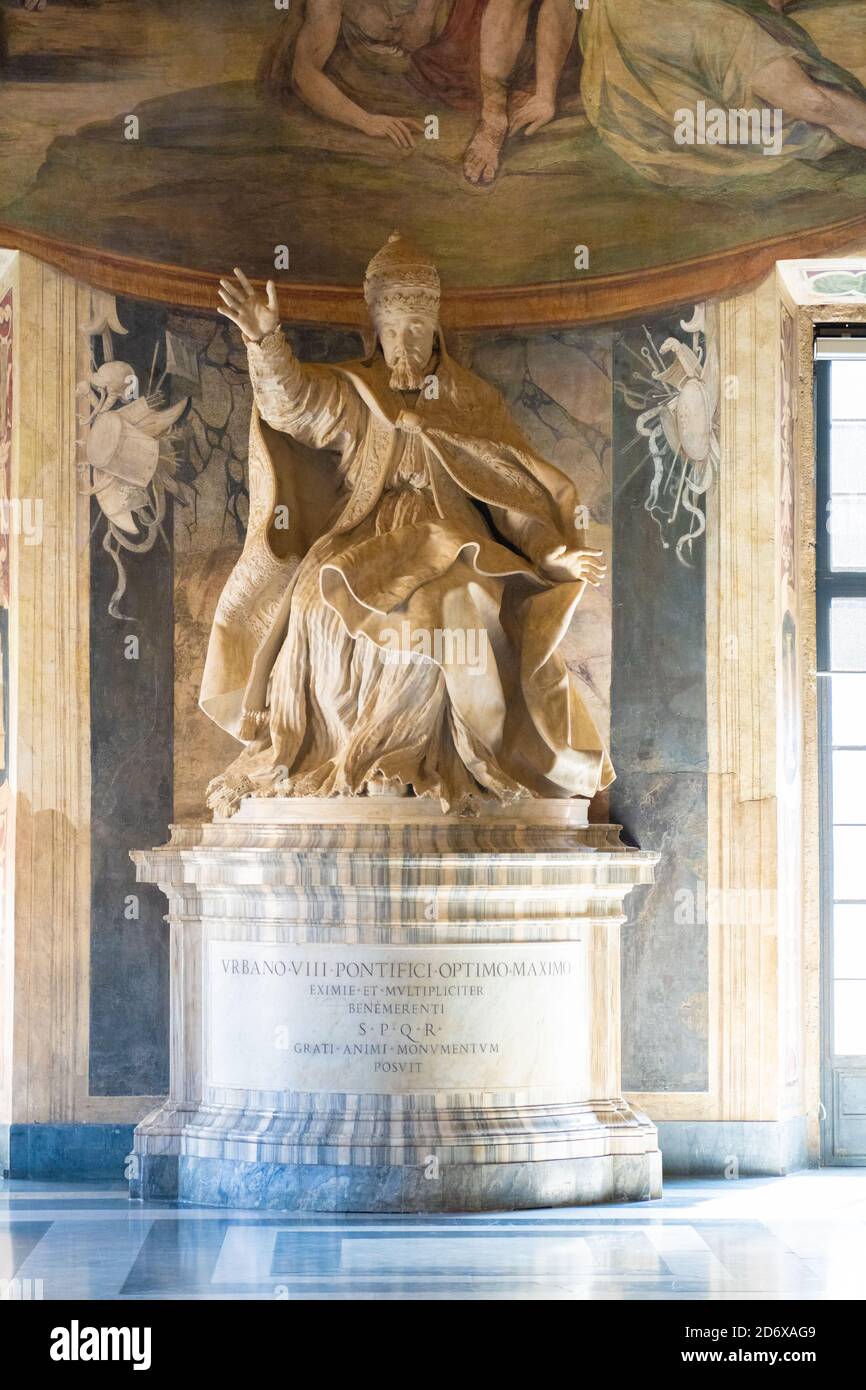 A statue of Pope Optimo Maximo inside The Capitoline Museums in Rome ...