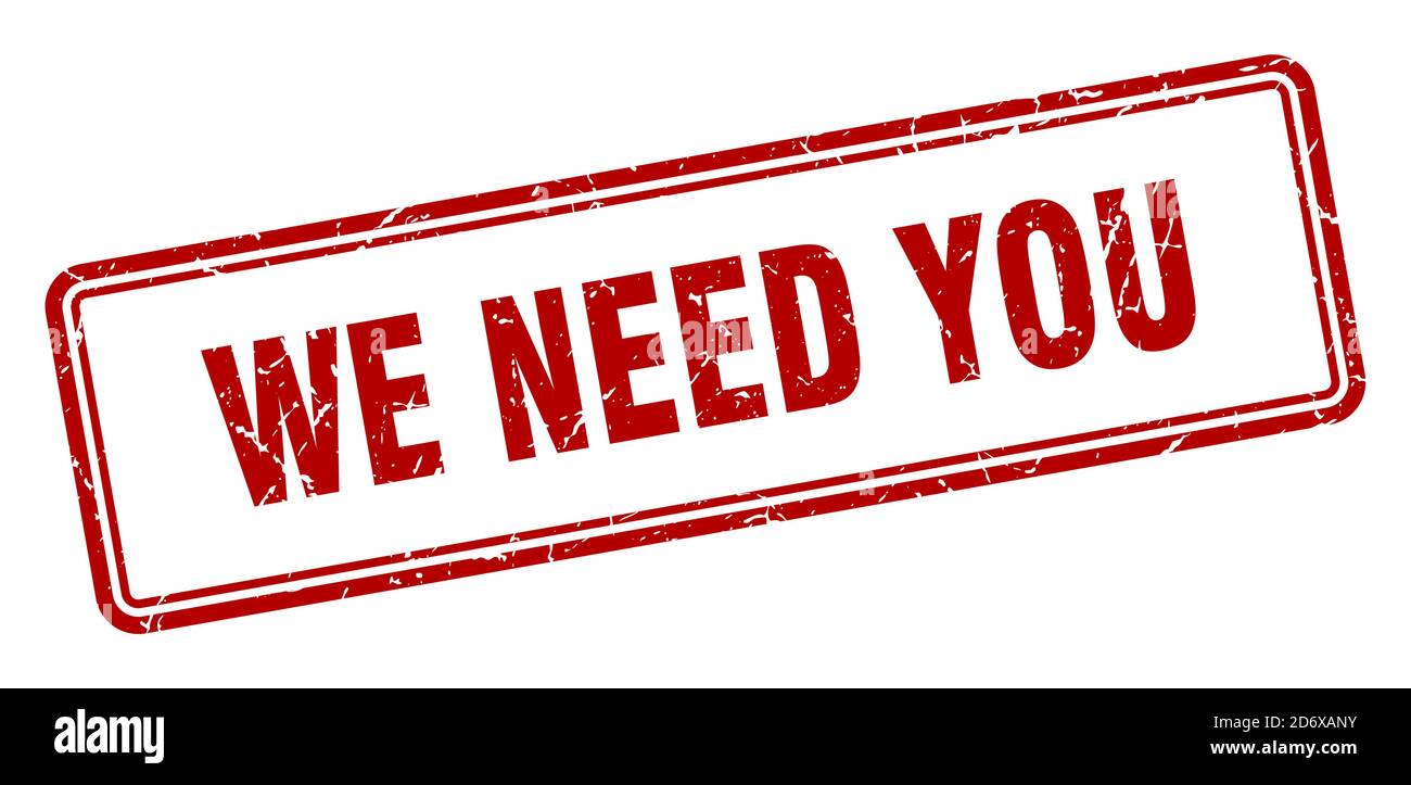 we need you stamp. square grunge sign isolated on white background ...