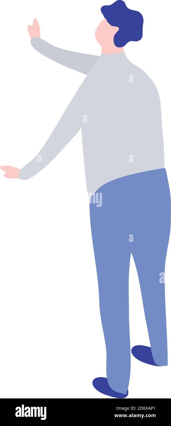 avatar man standing icon over white background, flat style, vector ...