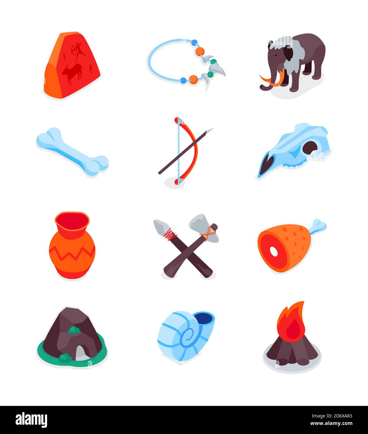 Prehistoric times - modern colorful isometric icons set Stock Vector ...