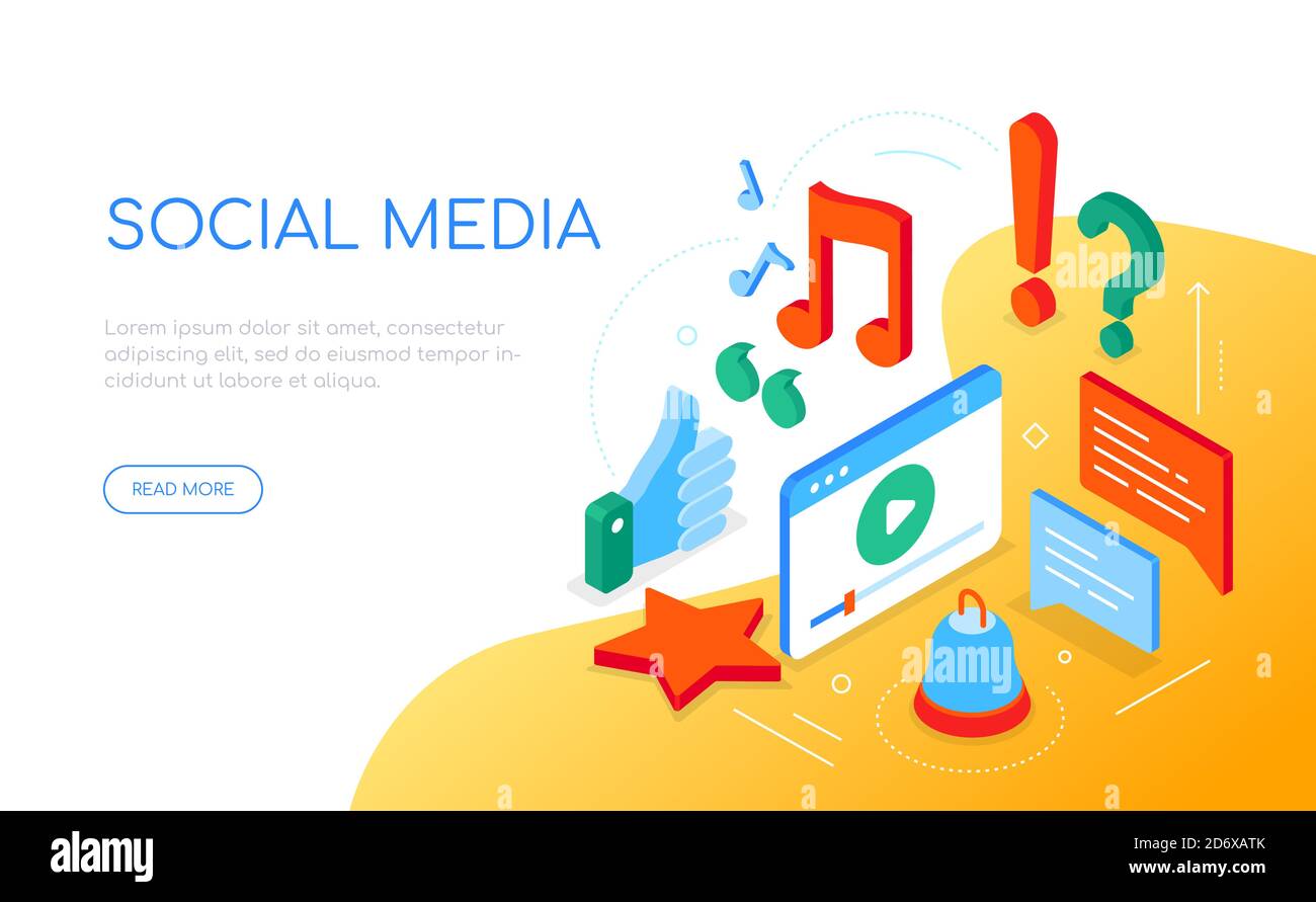 Social media concept - modern isometric web banner Stock Vector Image ...