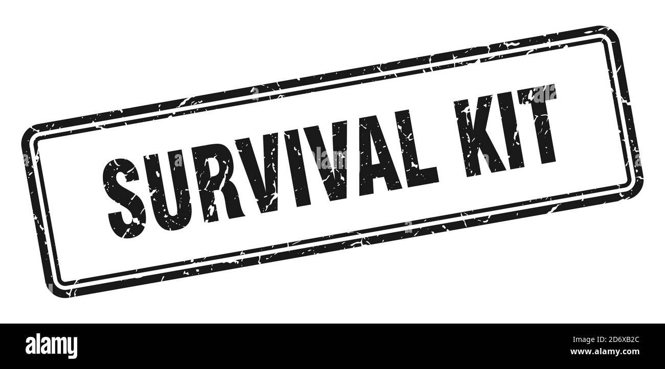 survival kit stamp. square grunge sign isolated on white background ...