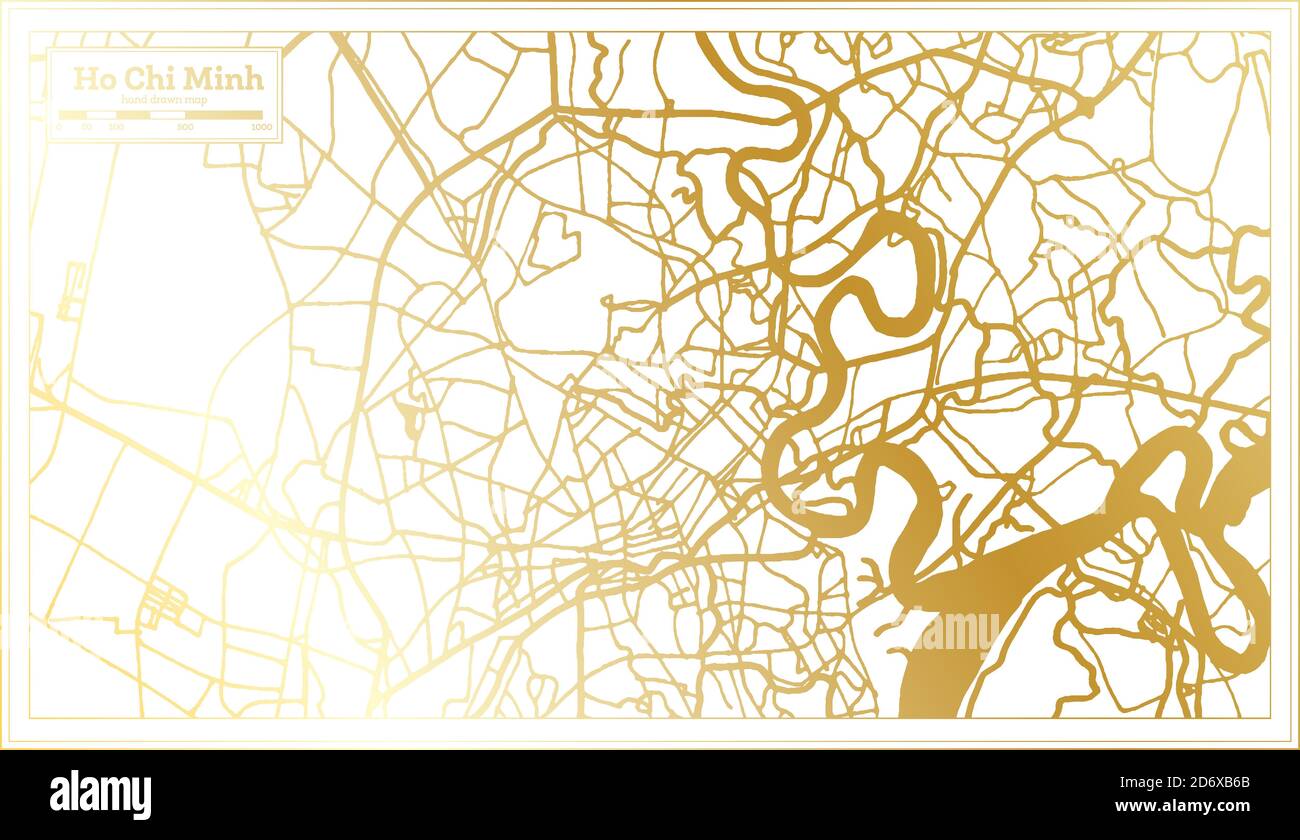 Ho Chi Minh Vietnam City Map in Retro Style in Golden Color. Outline ...