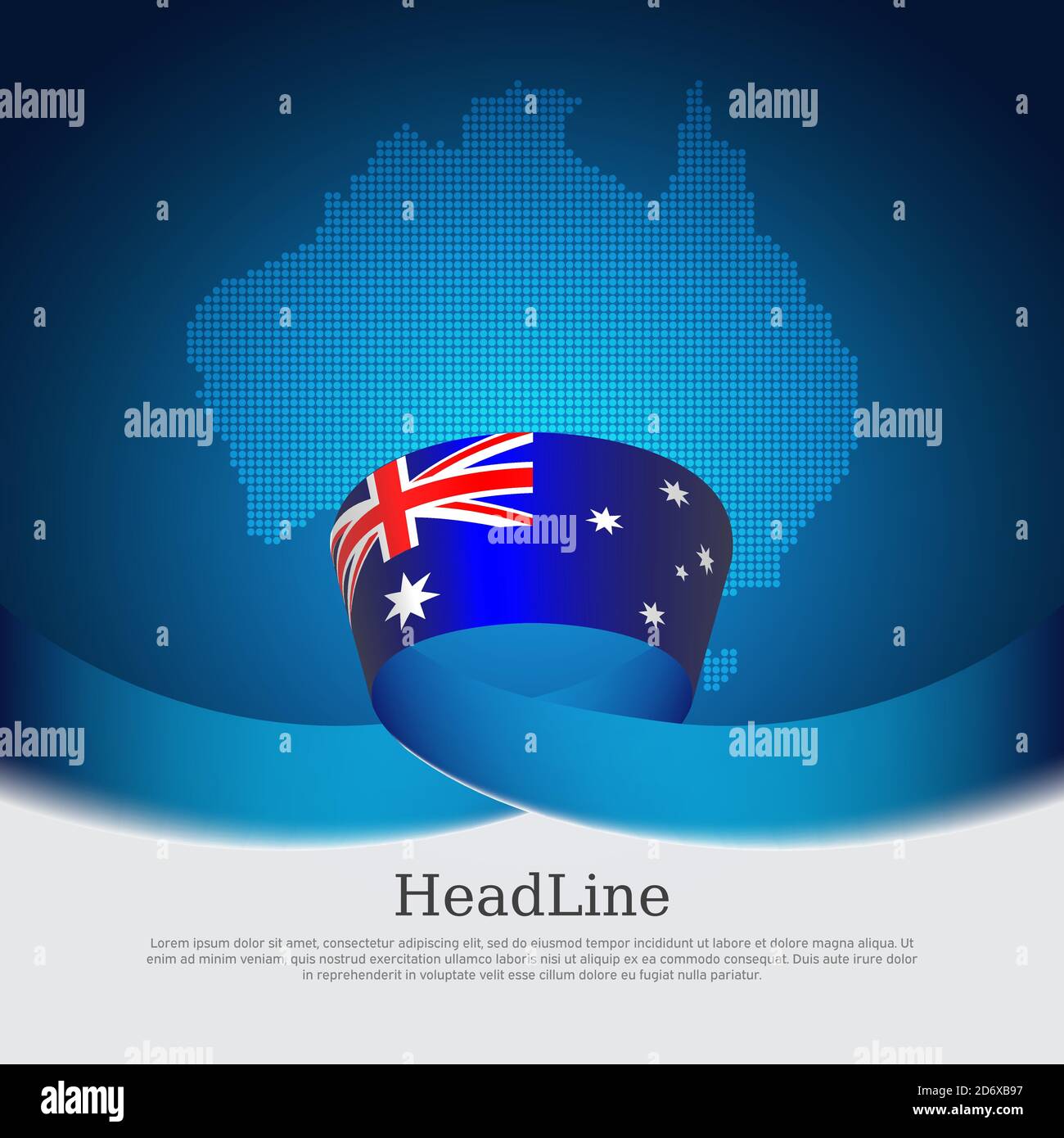 Australia flag background. Mosaic map, australian flag on a blue white ...