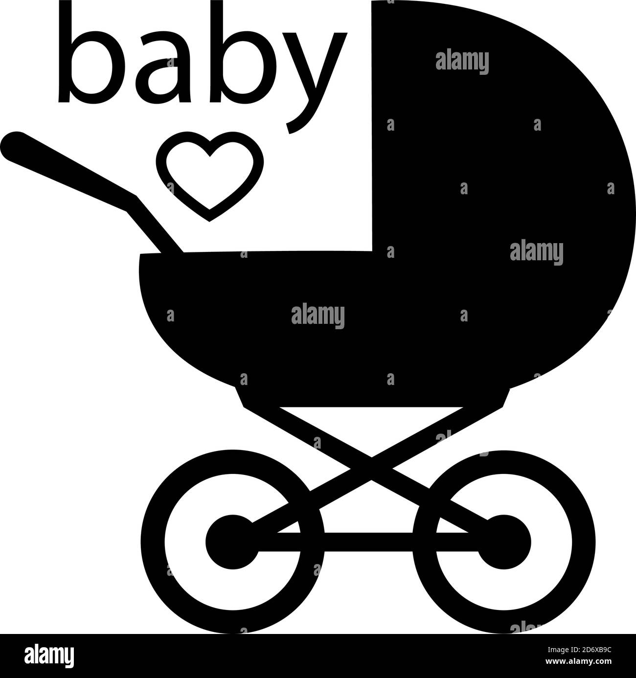 Baby carriage icon on white background. A symbol of the birth of a ...