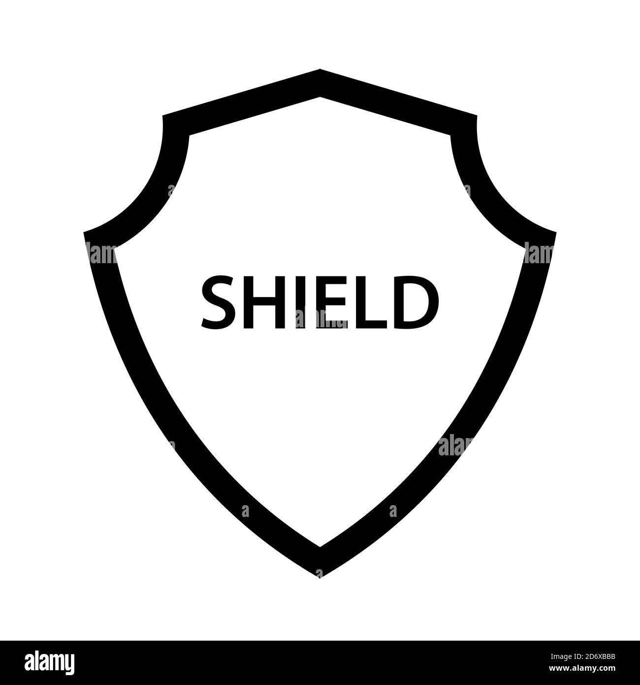 Shield vector icon. A symbol of protection and strength. Black and ...