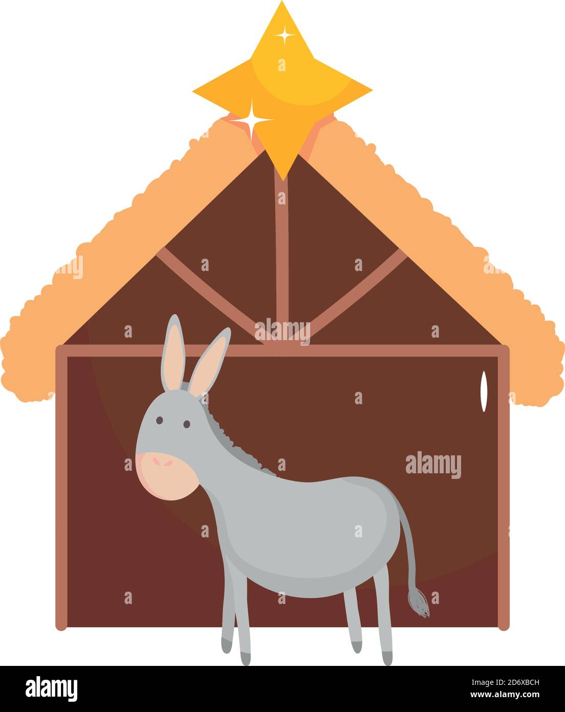 Manger house with a donkey over white background, flat style, vector ...