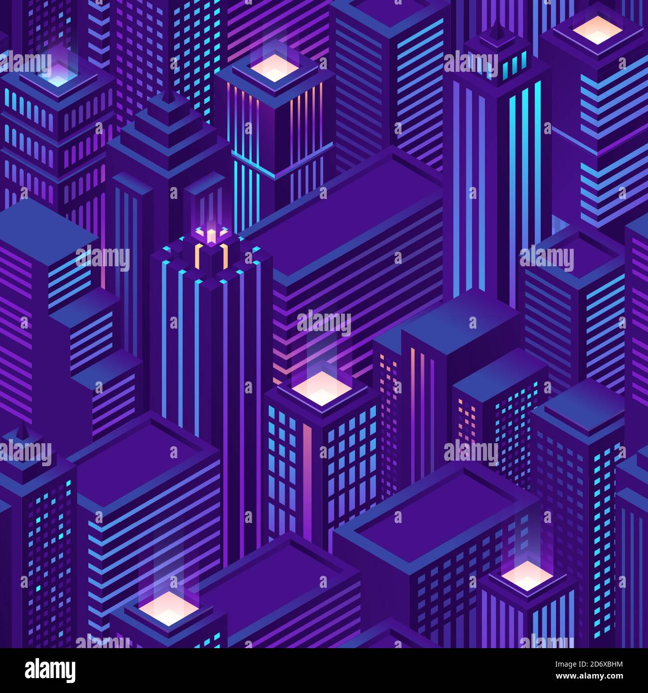 Seamless pattern of isometric city with skyscrapers and office ...