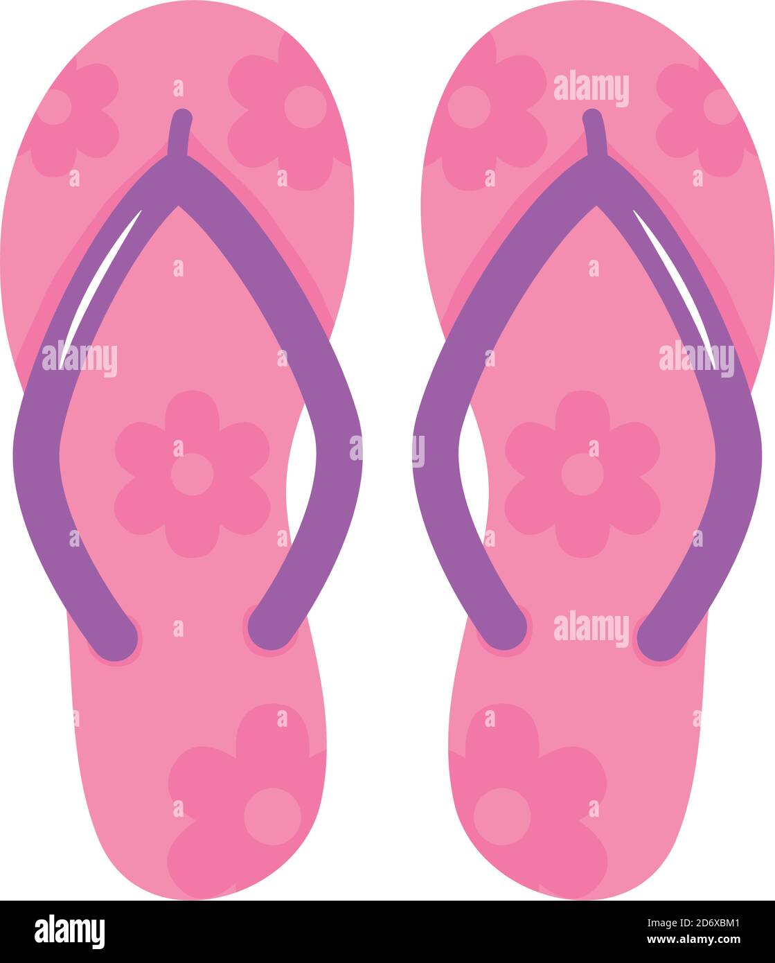 flip flops with flowers design over white background, line style ...