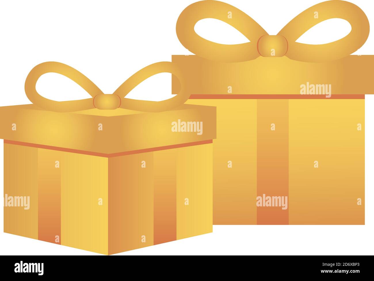 golden gift boxes icon over white background, flat style, vector ...