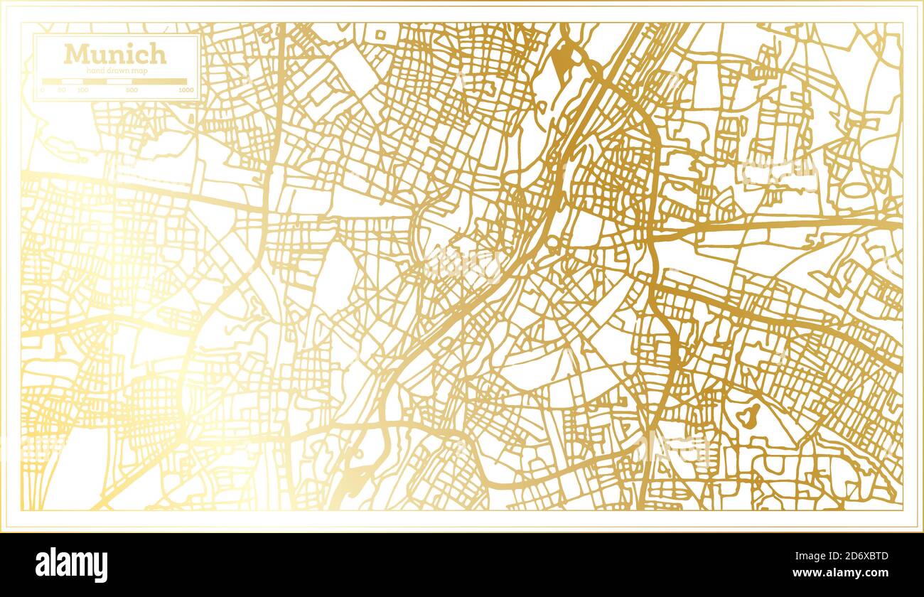 Munich Germany City Map in Retro Style in Golden Color. Outline Map ...