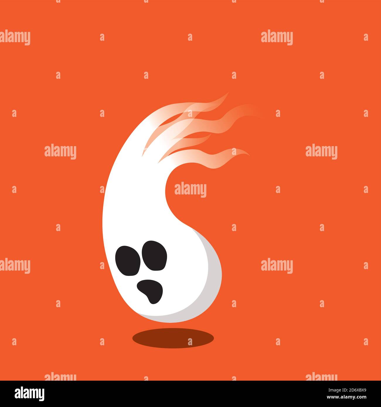 Halloween Wandering Ghost character isolated on orange background Stock ...