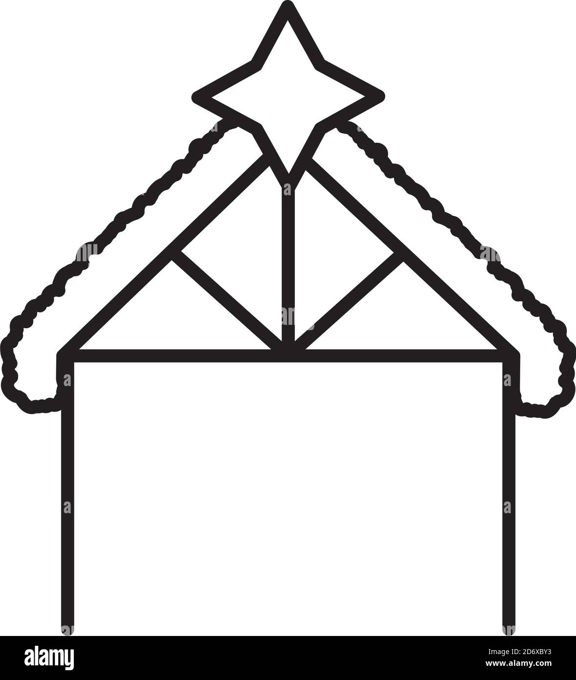 manger house with star over white background, line style, vector ...