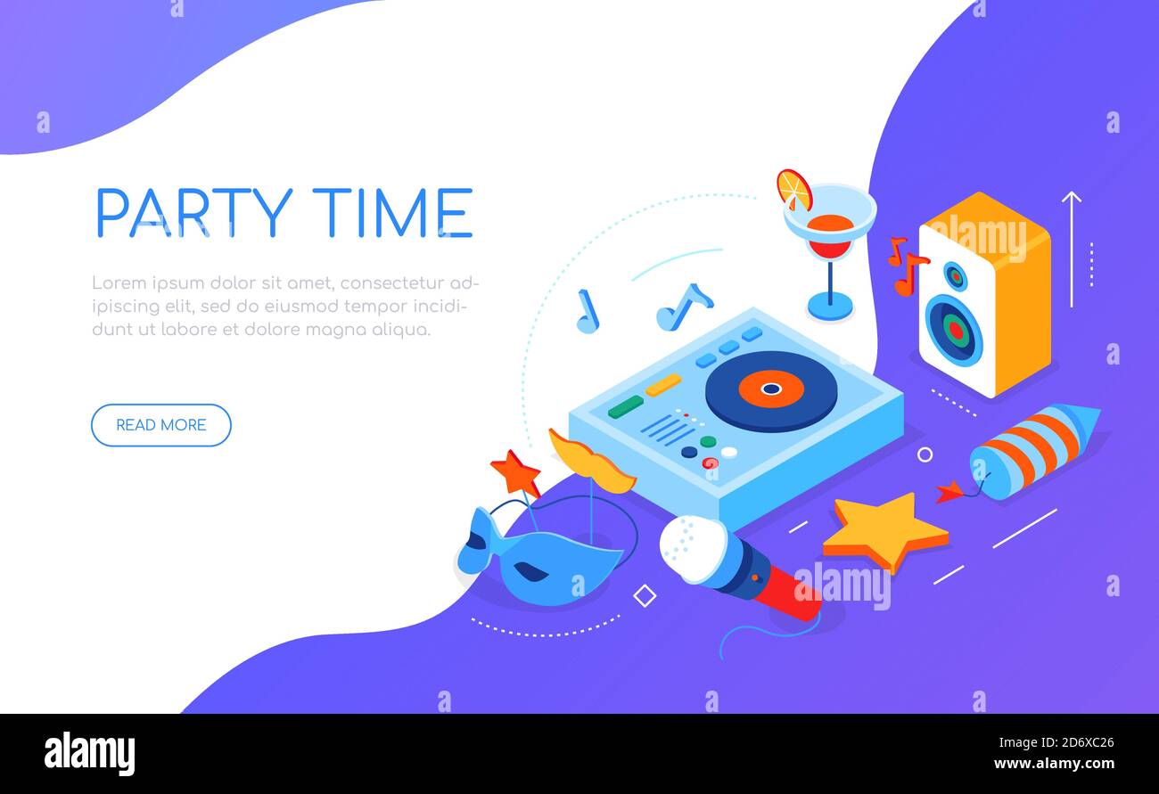 Party time - modern colorful isometric web banner Stock Vector Image ...