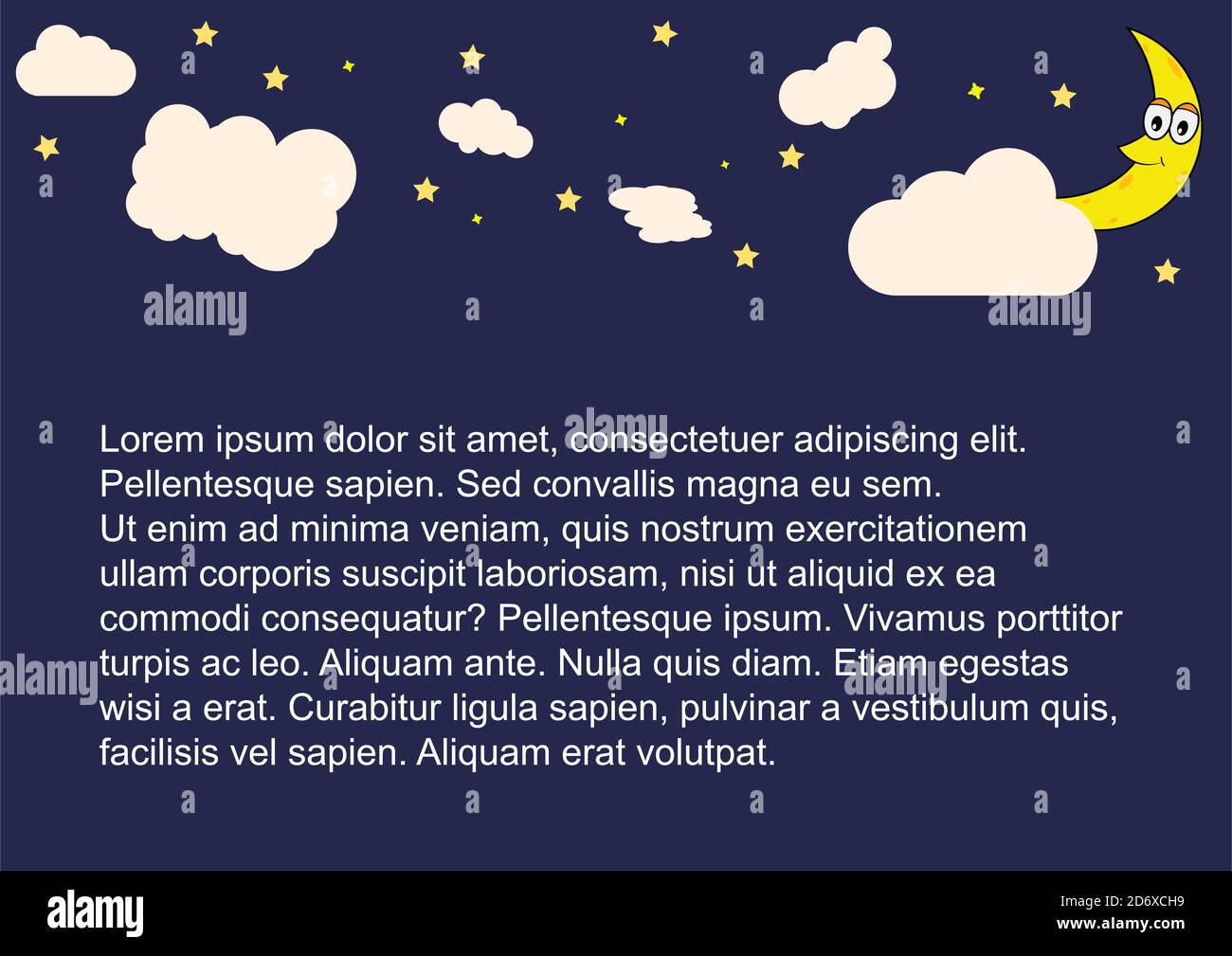 smile happy moon flat cartoon with cloud icon blue background isolated ...