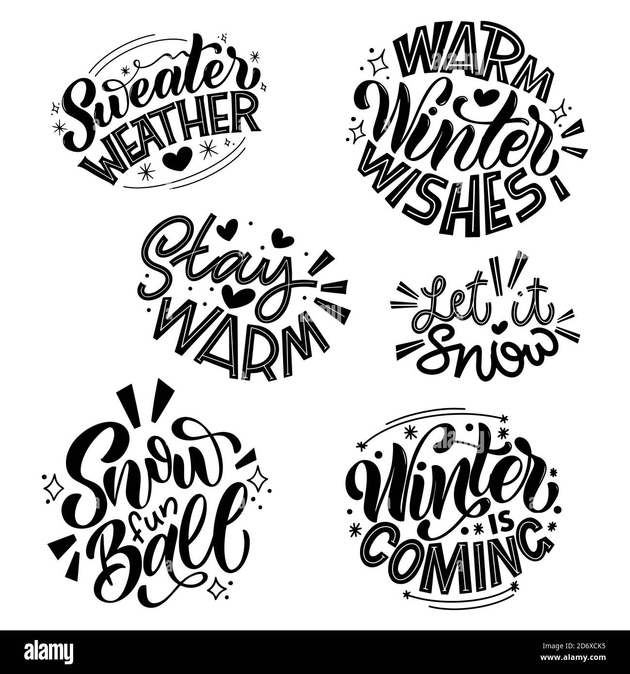 Handwritten winter lettering set. Winter and New Year card design ...