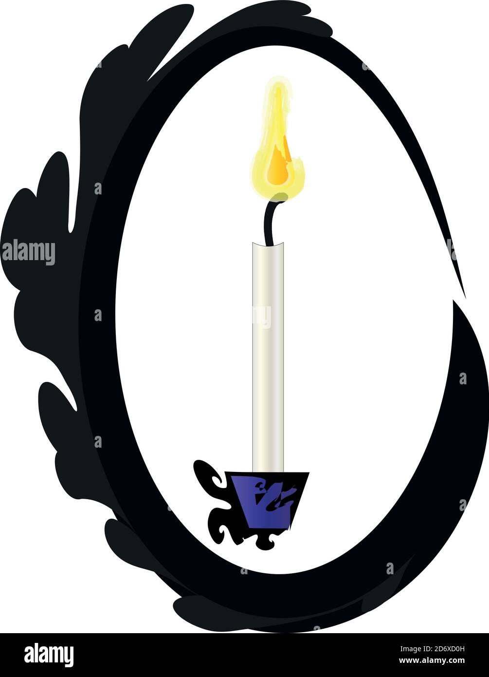 Burning candle in black frame, vector illustration Stock Vector Image ...