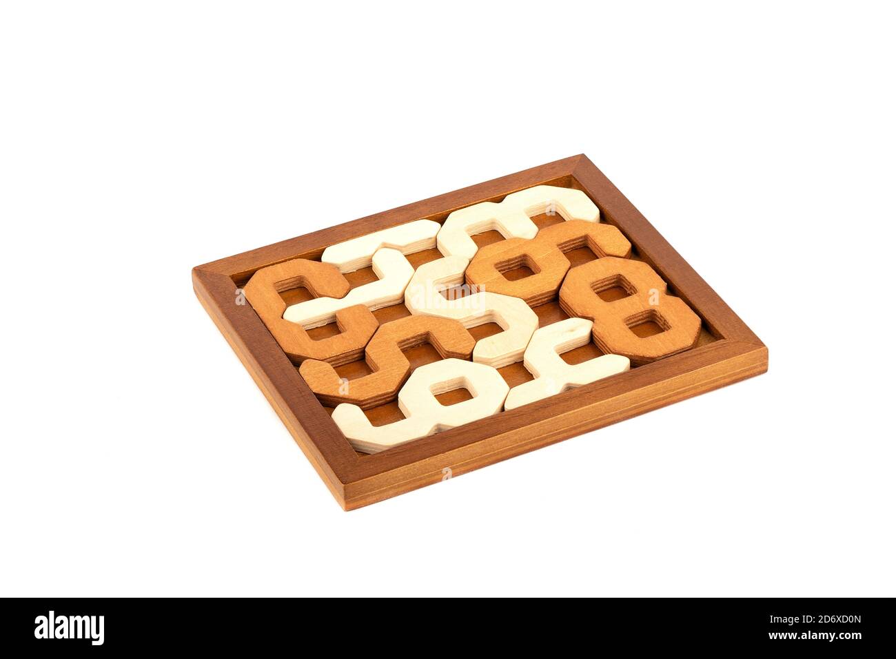 2D Wooden Puzzle Digital puzzle. Arranged elements inside the wooden ...
