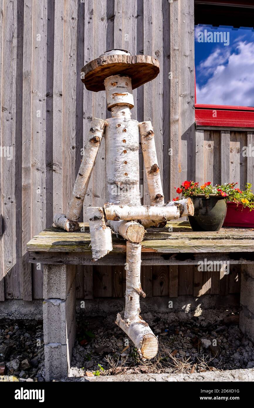Closeup of a Wooden Puppet made by Tree Trunk Stock Photo - Alamy