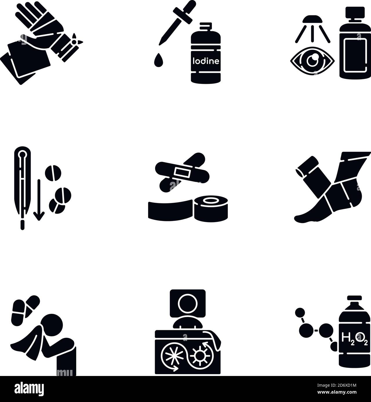 First aid black glyph icons set on white space Stock Vector Image & Art ...