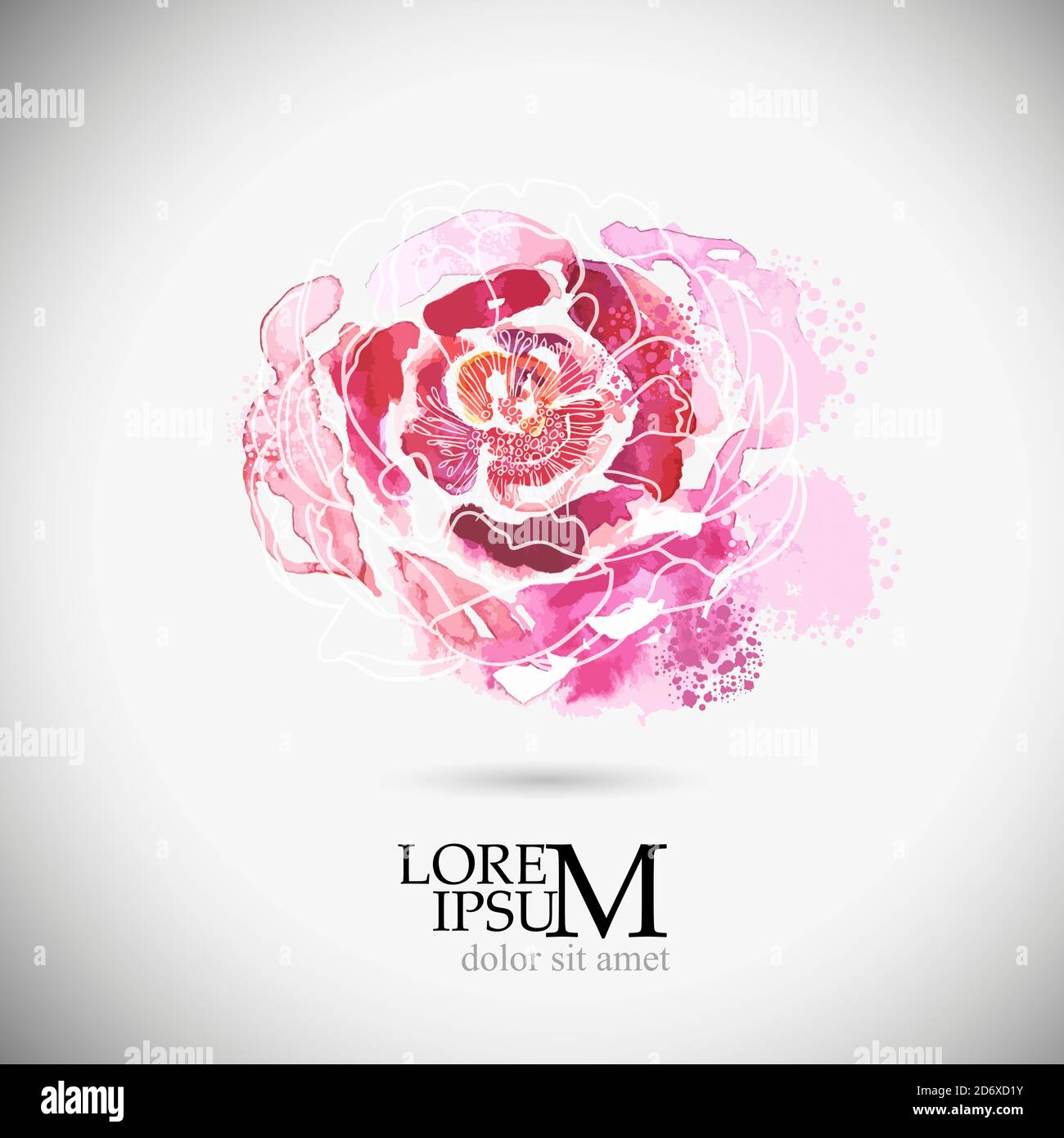 Decorative watercolor isolated flower for your design. Rose object ...