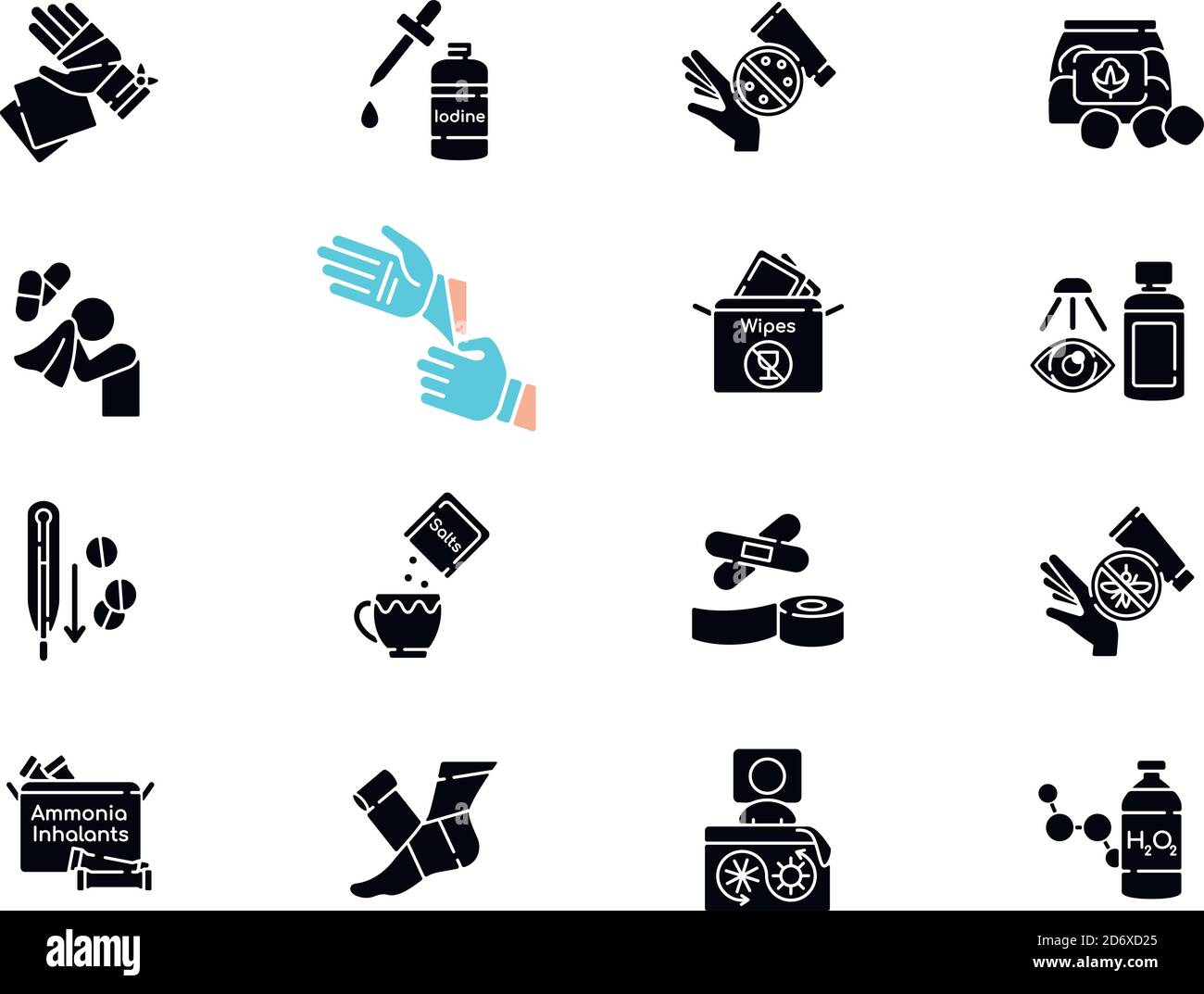First aid kit black glyph icons set on white space Stock Vector Image ...