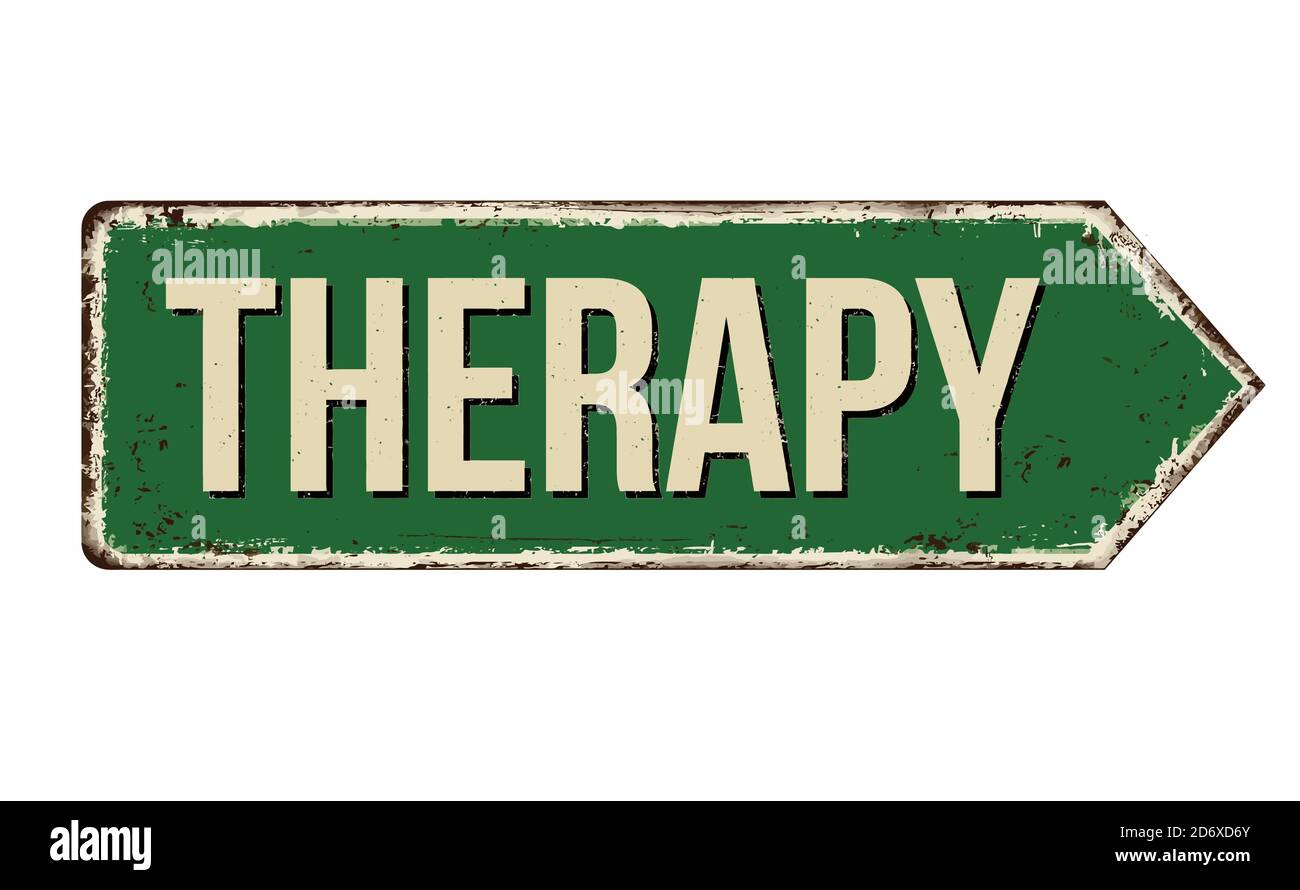 Therapy vintage rusty metal sign on a white background, vector ...