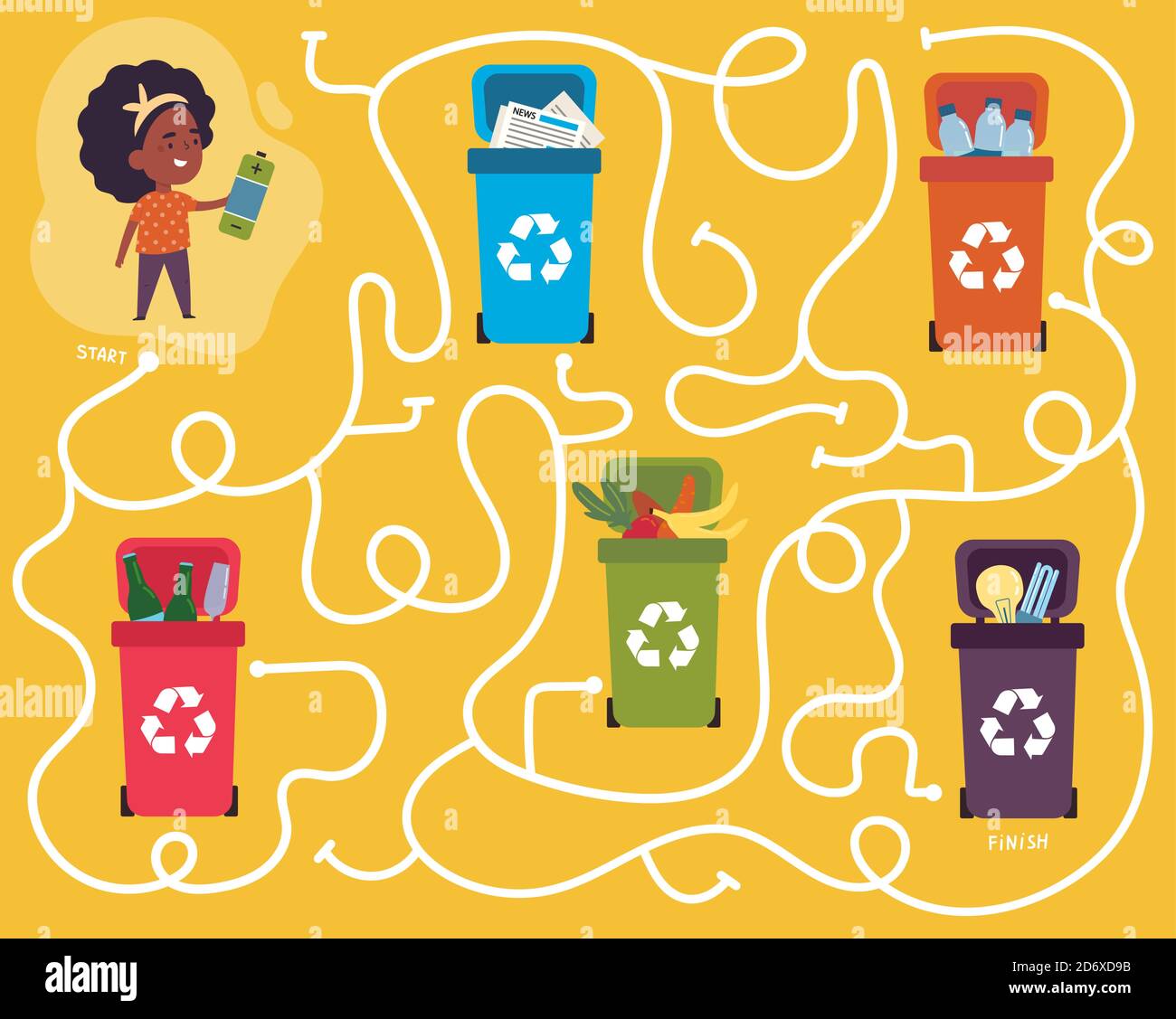 Recycling maze for kids with a solution Stock Vector Image & Art - Alamy