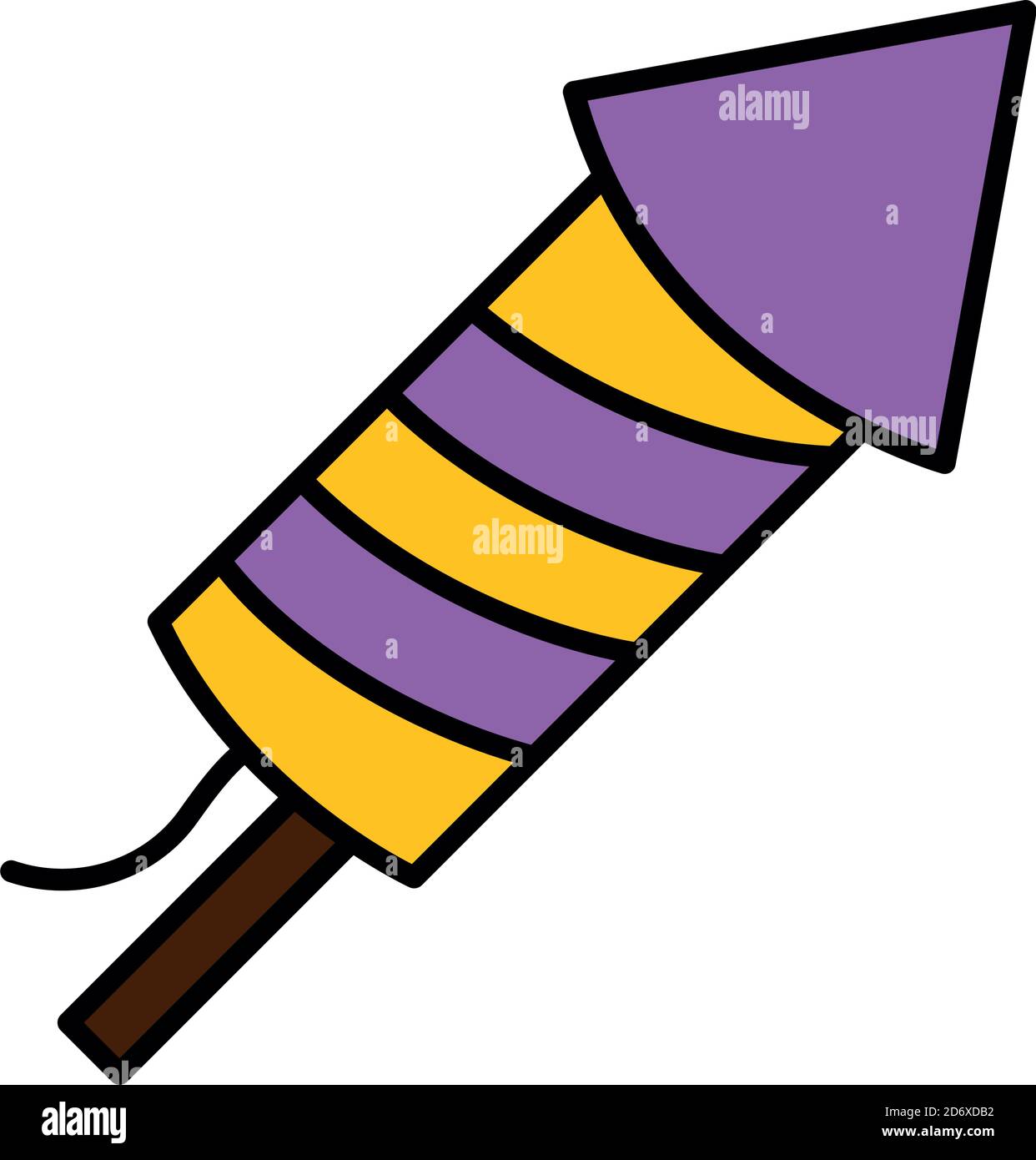 firework rocket icon over white background, line and fill style, vector ...