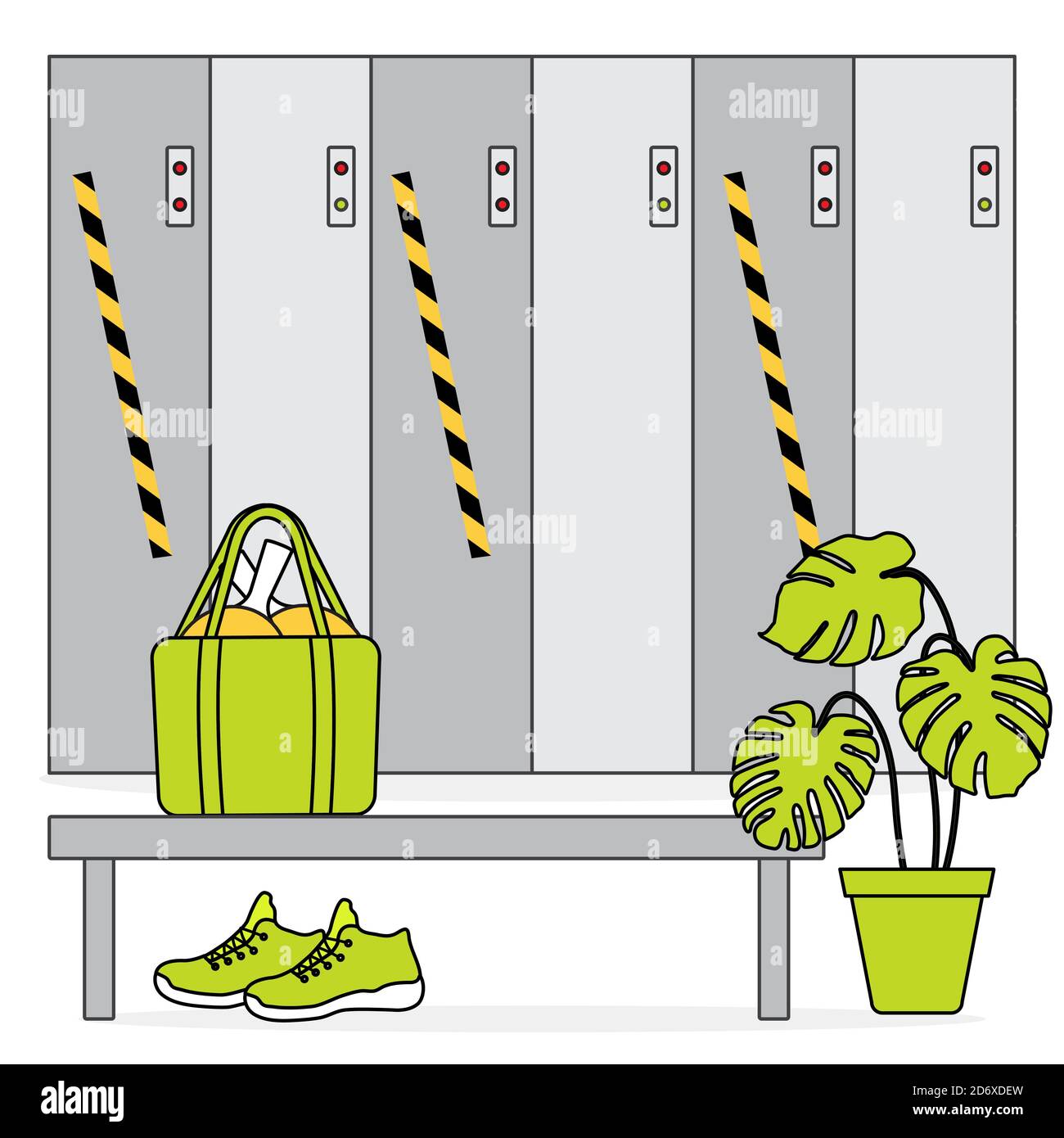 Vector illustration Locker room with safe lockers in sports club ...
