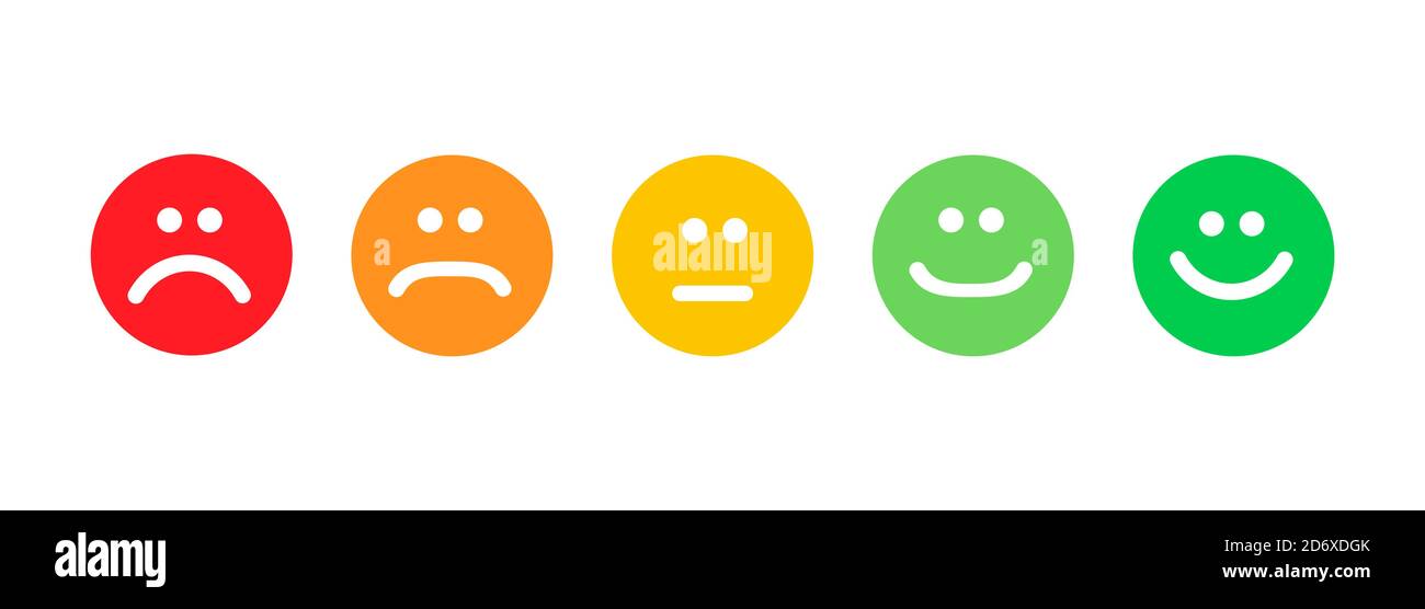 Set of flat emoticons islolated on white background. Happy or angry ...